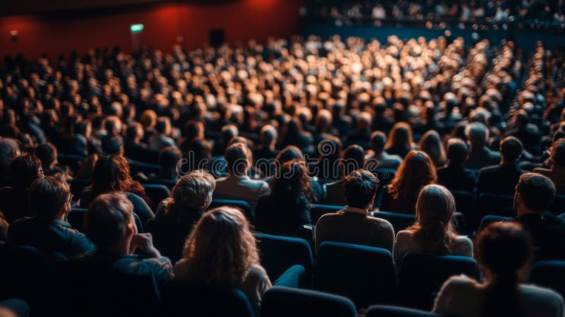 Audience in a Theater, Facing Forward with Dark Seats Stock ...