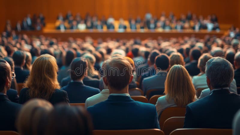 Audience View of a Speaker at a Conference Stock Illustration ...