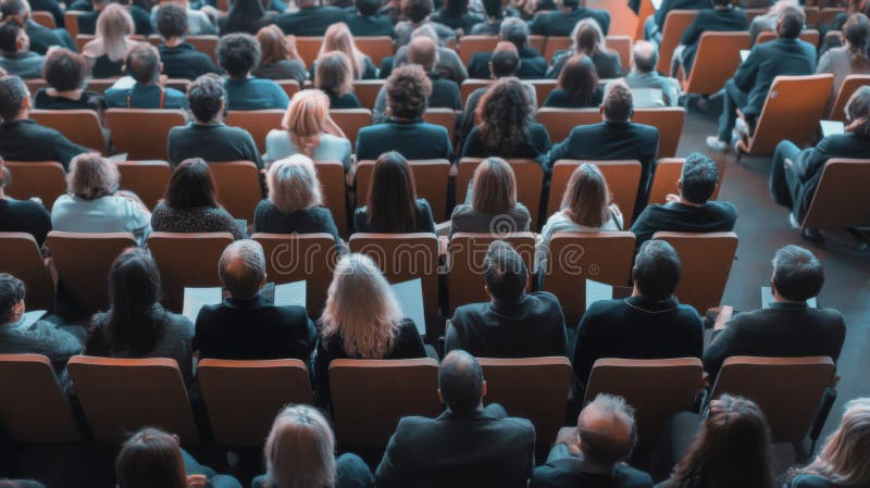 Audience Viewing from Behind in an Auditorium Stock Illustration ...