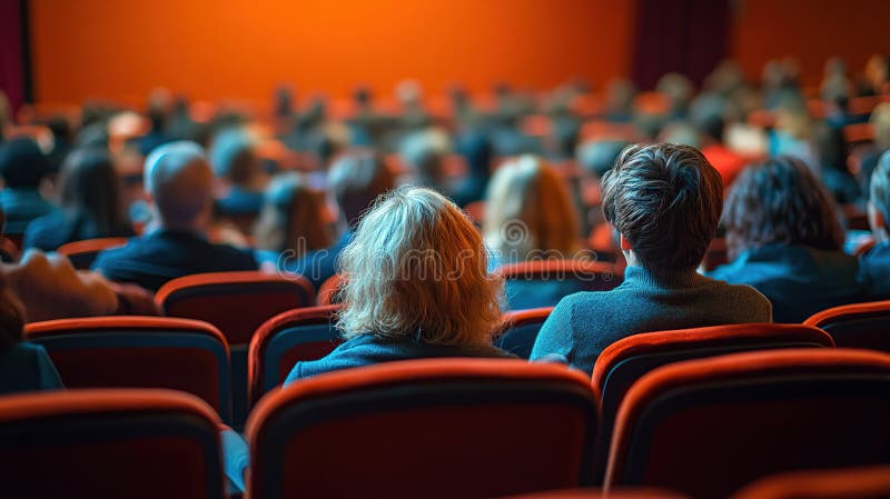 Audience Viewing a Presentation in a Theater Stock Illustration ...