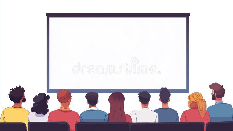 Audience Watching Blank Screen, Diverse Group, Seated Stock Photo ...