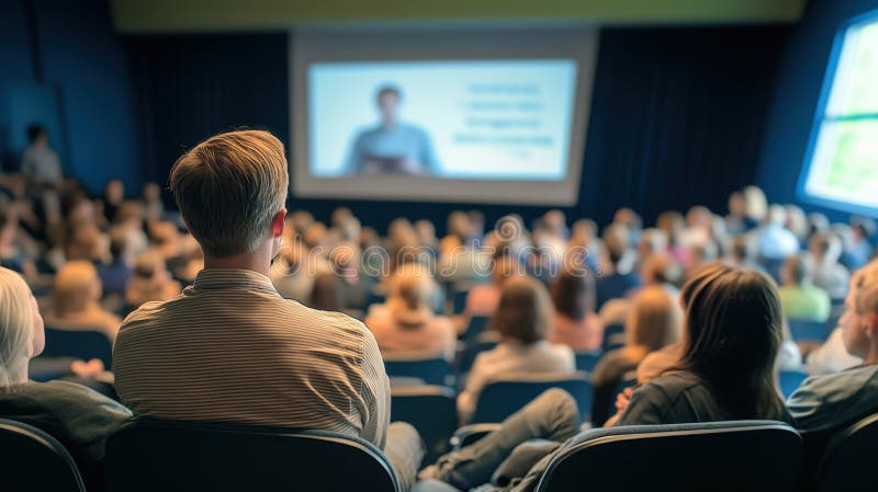 Audience Watching a Presentation in a Theater Setting Stock Photo ...