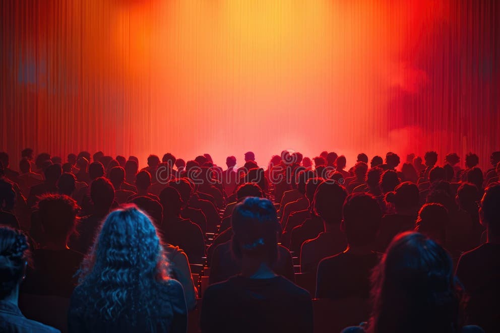 Audience Watching Stage Performance in Dramatic Lighting Stock Image ...