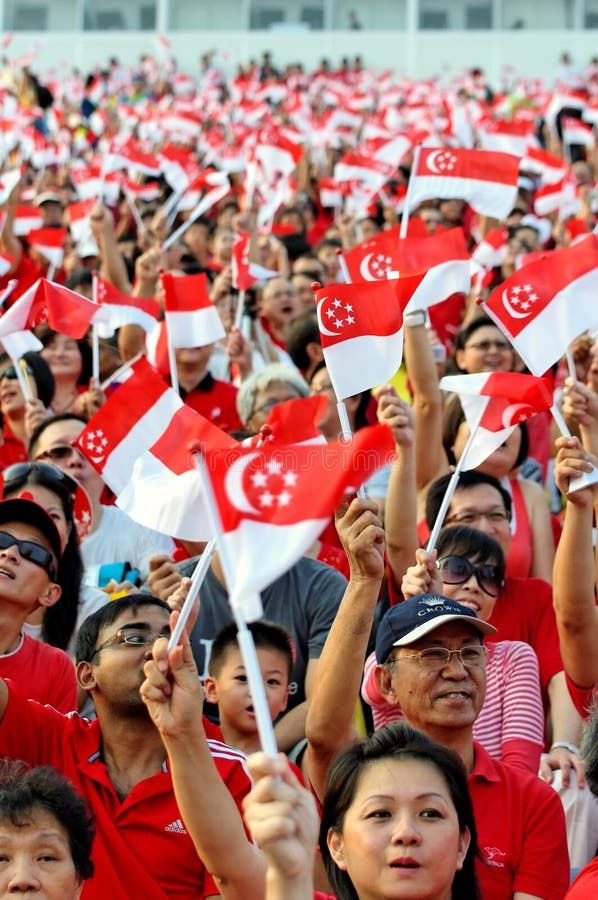 Audience Waving Flags during NDP 2009 Editorial Stock Image - Image of ...