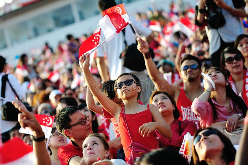 Audience Waving Flags during NDP 2009 Editorial Stock Image - Image of ...