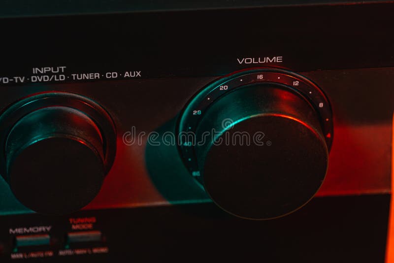 Audio Amplifier Control Panel. Audio Equipment Control Knobs in the ...