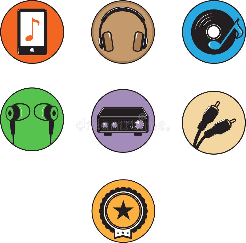 Audio Application and Game Vector Icon Set Stock Vector - Illustration ...