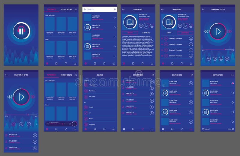 Audio Book App Ui Design Android Stock Illustration - Illustration of ...