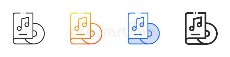 Audio Book Icon.Thin Linear, Gradient, Blue Stroke and Bold Style Design Isolated on White ...