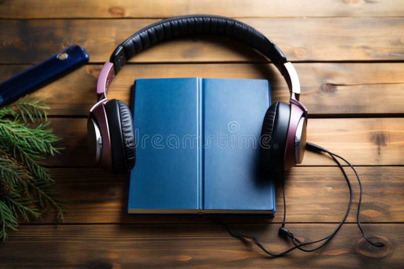 Audio Book Immersion Headphones and Tablet on a Shared Table Stock ...