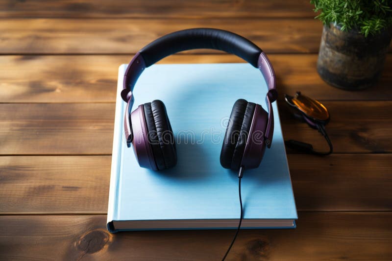 Audio Book Immersion Headphones and Tablet on a Shared Table Stock ...