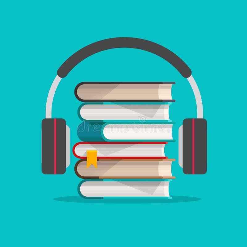 Audio Books with Headphones Concept Vector Illustration, Flat Cartoon ...