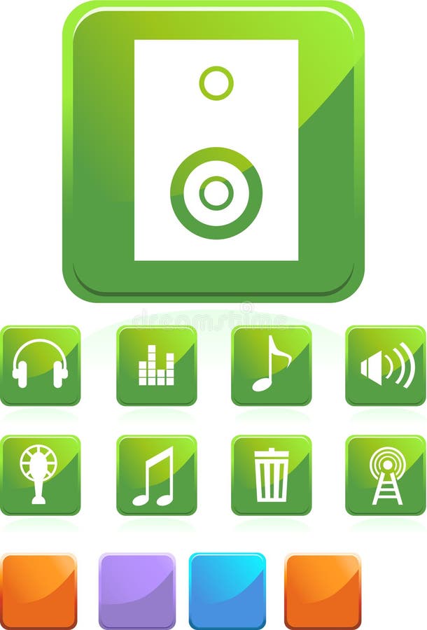 Audio Button - Square stock vector. Illustration of cone - 9821010