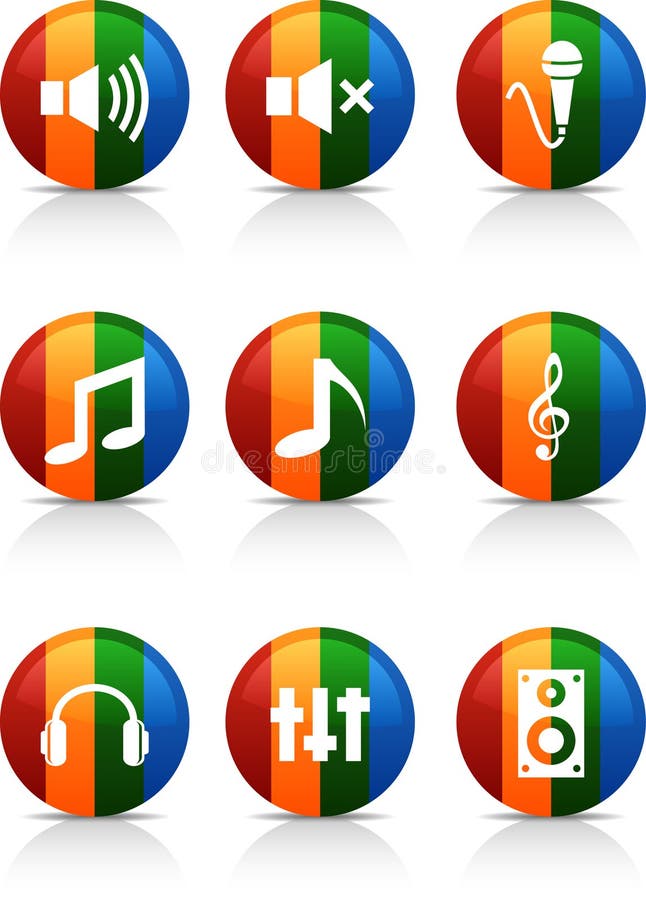 Audio buttons. stock vector. Illustration of square, sound - 12681367