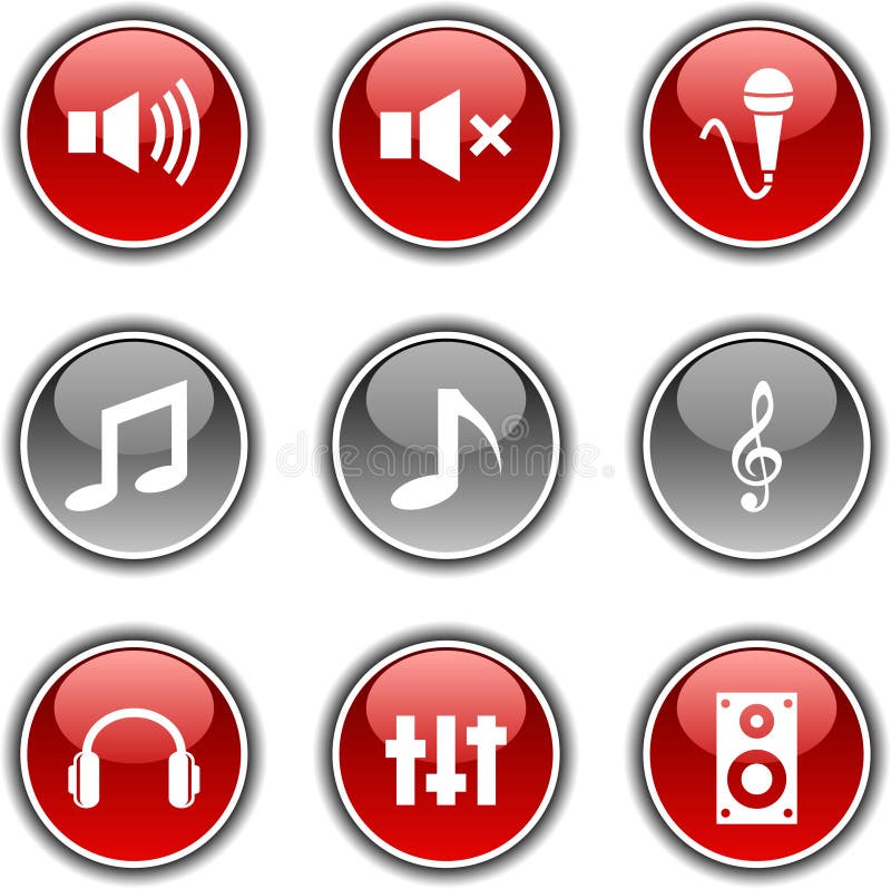 Audio buttons. stock vector. Illustration of sign, circle - 12558992