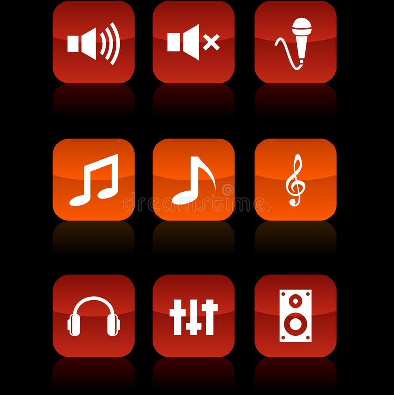 Audio buttons. stock vector. Illustration of metallic - 12449231