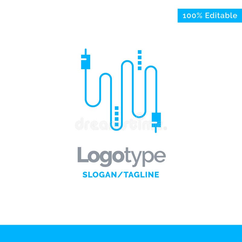Audio, Cable, Cables, Communication Blue Solid Logo Template. Place for ...