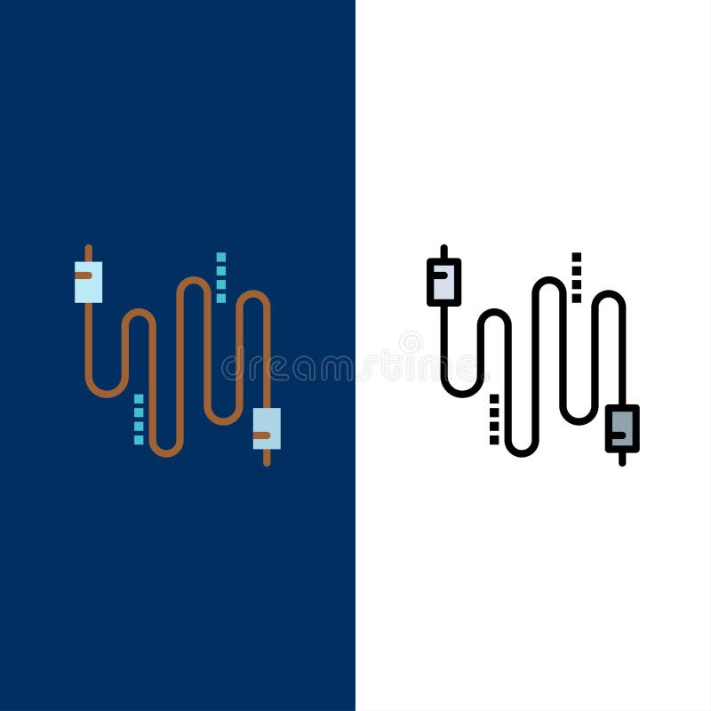 Audio, Cable, Cables, Communication Icons. Flat and Line Filled Icon ...