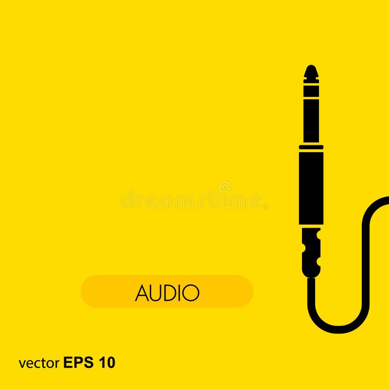 Audio Cable Icon on Yellow Background Stock Vector - Illustration of ...