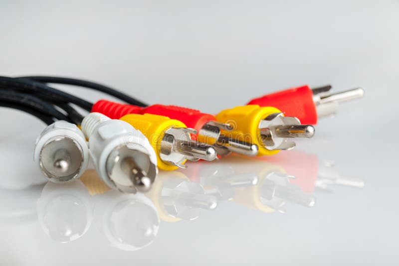 Audio Cables, Connection Plugs, Multicolored, Isolated on a Background ...