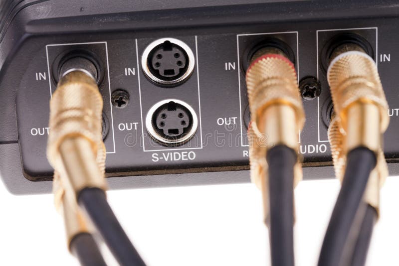 Audio Cables Plugged into Video Interface Box Stock Image - Image of ...