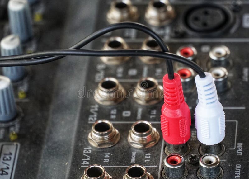 Audio Cables, Red and White Plugged on Sound Mixer Stock Photo - Image ...