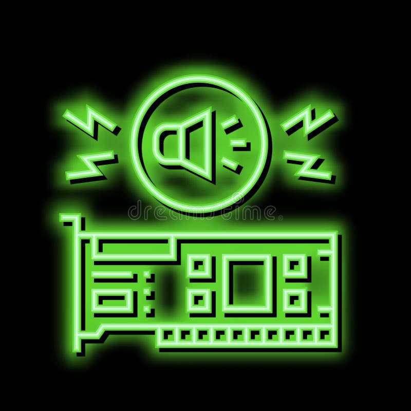 Audio Card Computer Component Neon Glow Icon Illustration Stock Vector ...