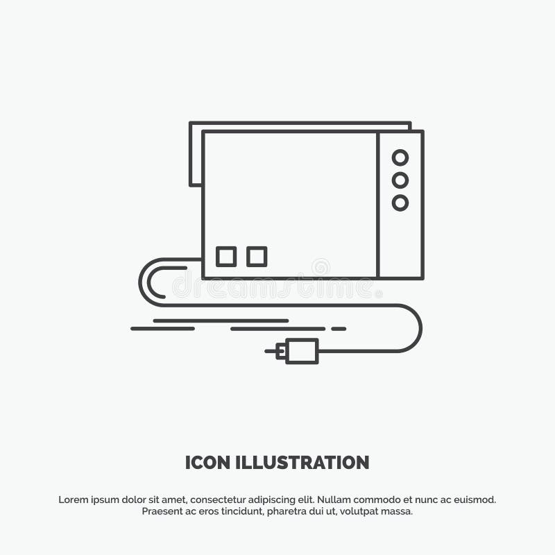 Audio, Card, External, Interface, Sound Icon. Line Vector Gray Symbol ...