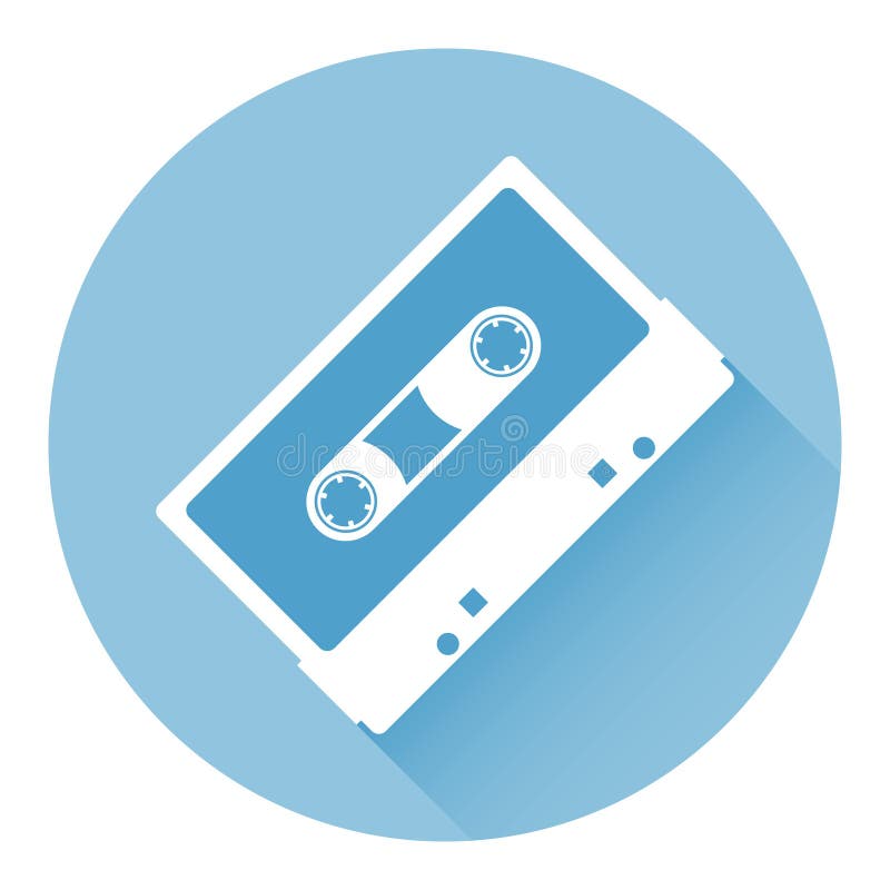 Audio Cassette. Audio Cassette Icon with Long Shadow. Vector ...