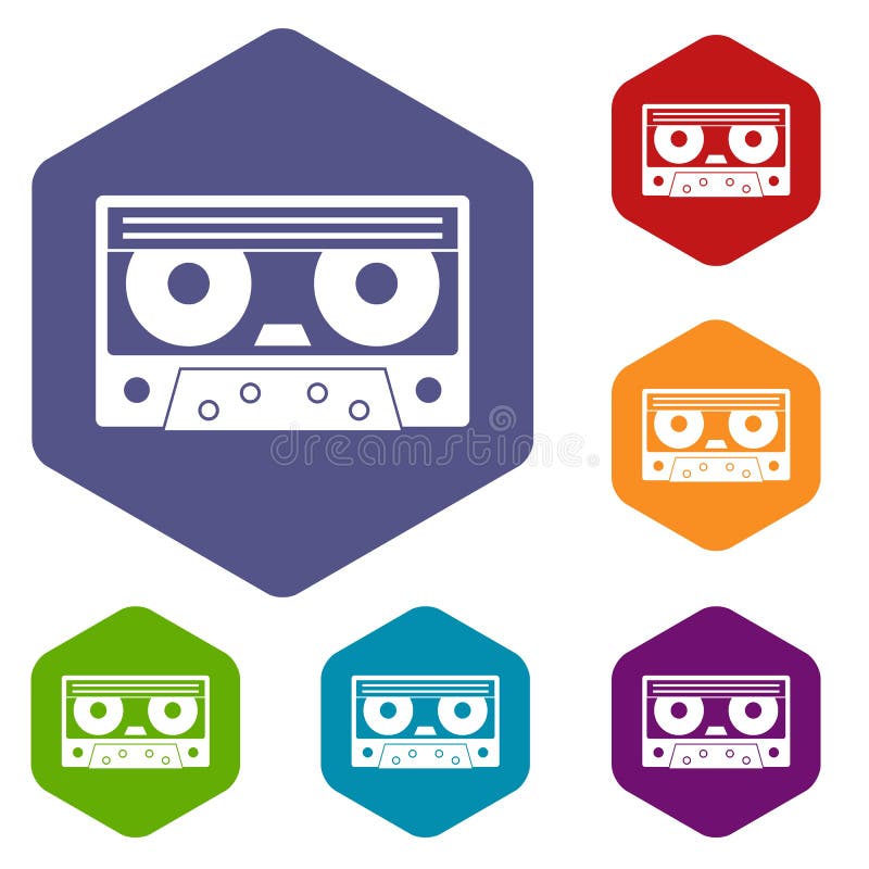 Audio Cassette Tape Icons Set Hexagon Stock Vector - Illustration of ...