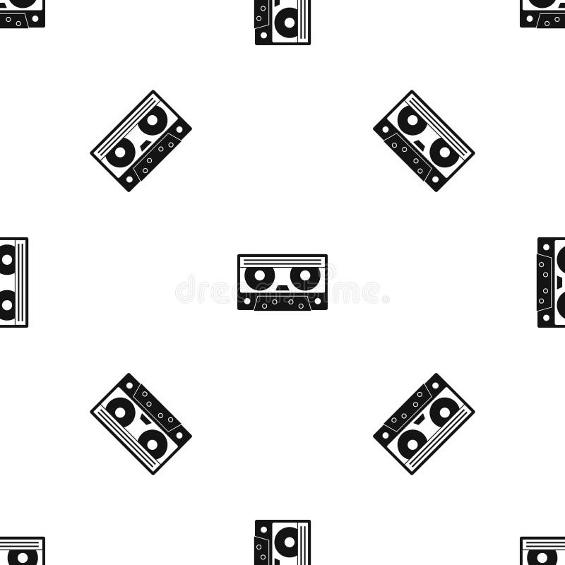 Audio Cassette Tape Pattern Seamless Black Stock Vector - Illustration ...