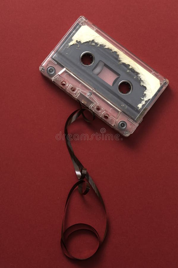 Audio Cassette Tape on Red Backgound Stock Image - Image of magnet ...
