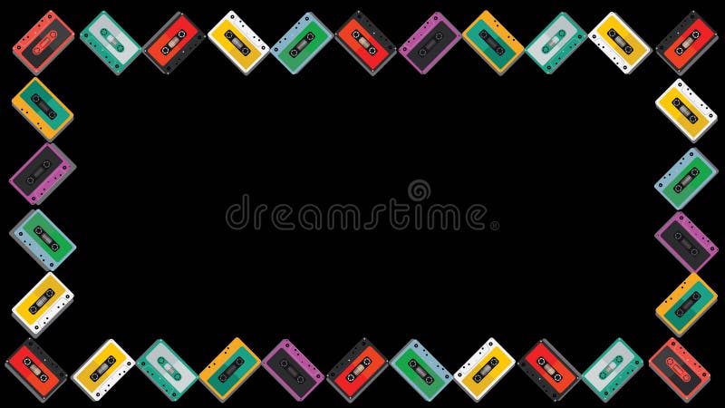 Audio Cassette Tapes Makes Pattern with Retro Style Illustration. 1990 ...