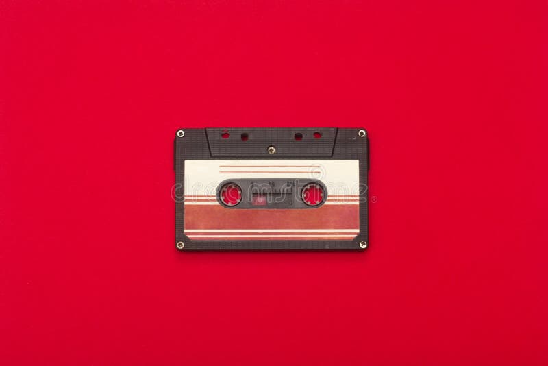 Audio Cassettes Tape on Red Background Stock Photo - Image of ...