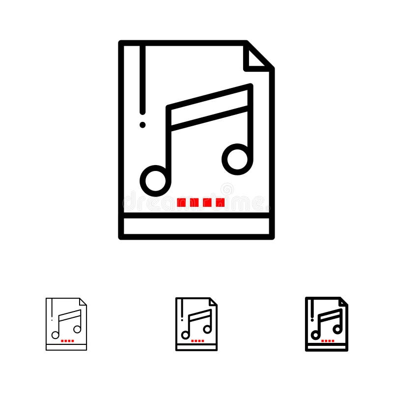 Audio, Computer, File, Mp3, Sample Bold and Thin Black Line Icon Set ...