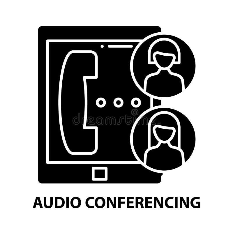 Audio Conferencing Icon, Black Vector Sign with Editable Strokes ...