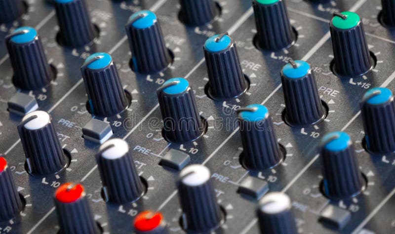Audio Console Knobs Close Up Stock Image - Image of electronic, white ...