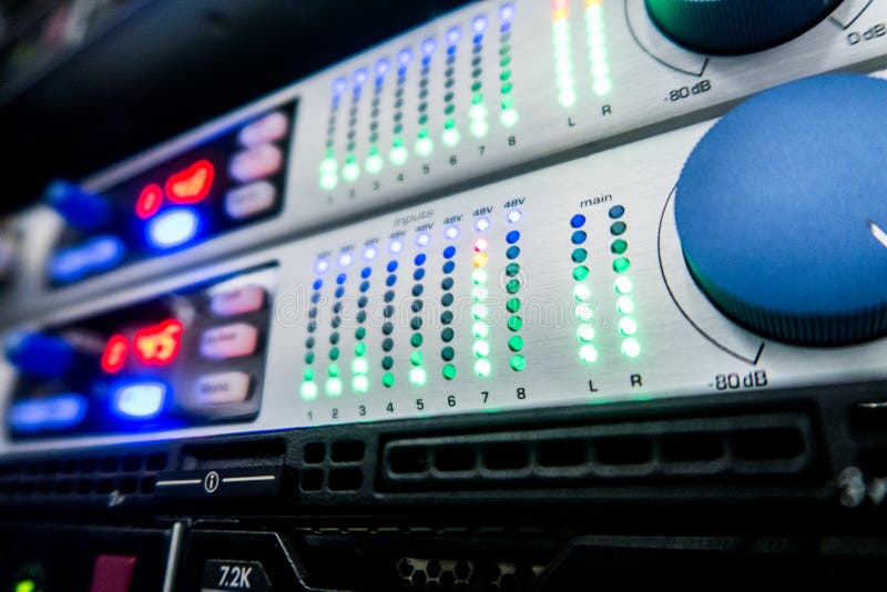 Audio Console Server. Audio Equalizers. Stock Image - Image of ...