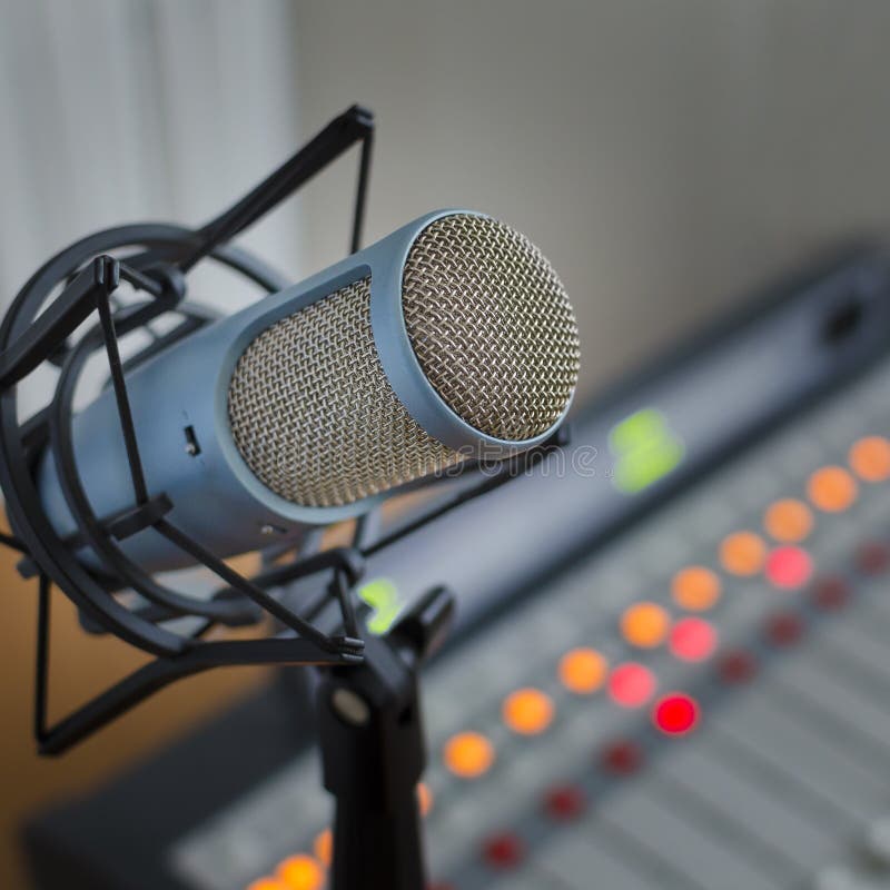 Audio Consoleand and Microphone Stock Image - Image of control, mixer ...