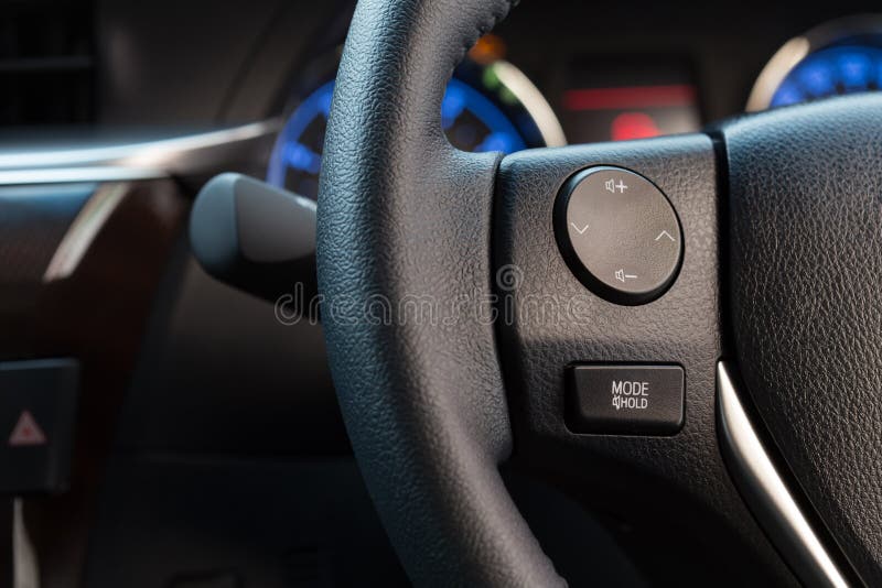 Audio Control Button on Car Steering Wheel Stock Photo - Image of ...