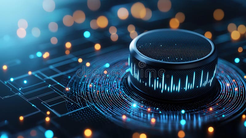An Audio Control Knob Surrounded by Glowing Sound Wave Patterns and ...