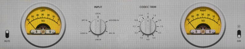 Audio Control Panel LCD Display with Dual VU Audiometers Stock Image ...