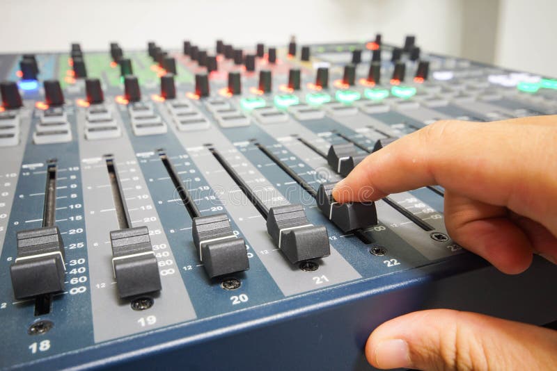 Audio controller stock photo. Image of engineer, hands - 74994312