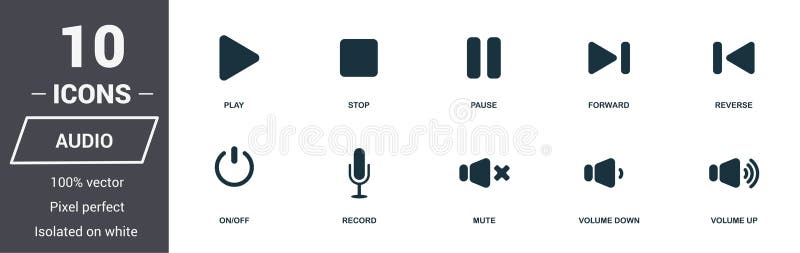 Audio Controls Icons Set. Premium Quality Symbol Collection. Audio ...