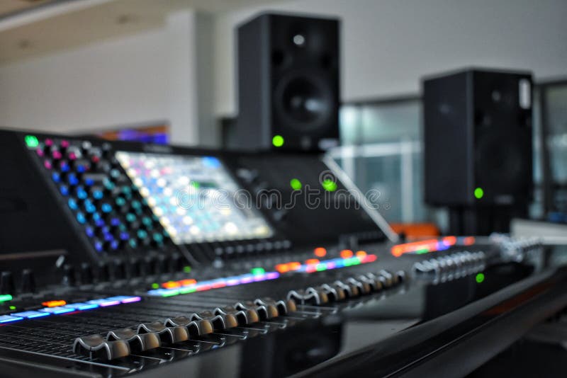 Audio Controls in Media Control Room. Stock Image - Image of controls ...