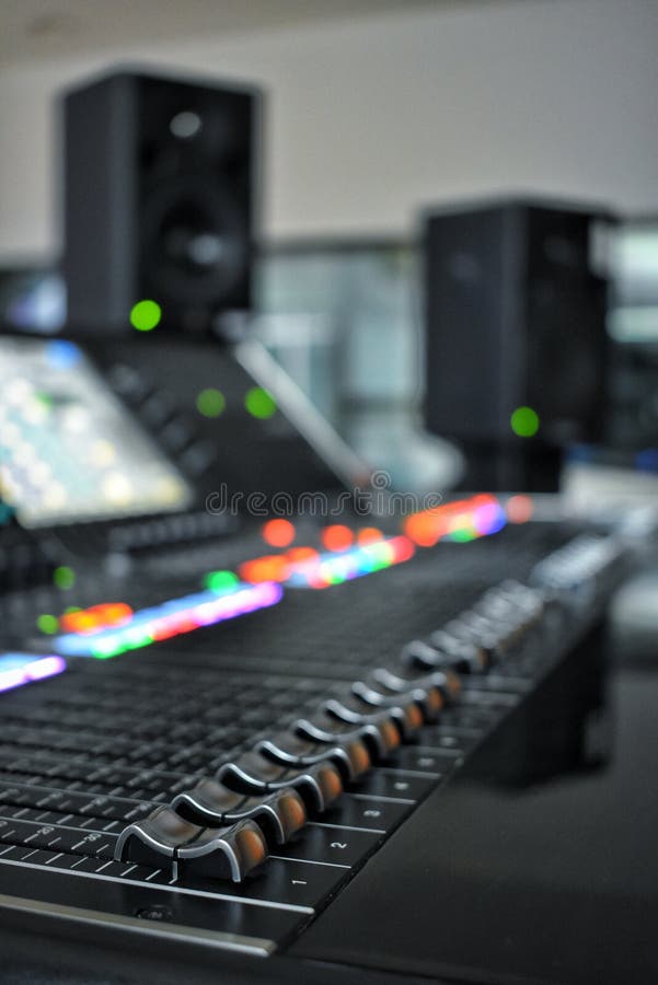 Audio Controls in Media Control Room. Stock Image - Image of management ...