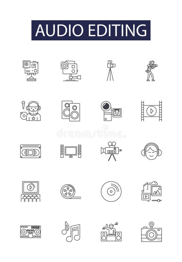 Audio Editing Line Vector Icons and Signs. Editing, Cut, Trim, Amplify ... Audio Editing Line Vector Icons and Signs. Editing, Cut, Trim, Amplify ...