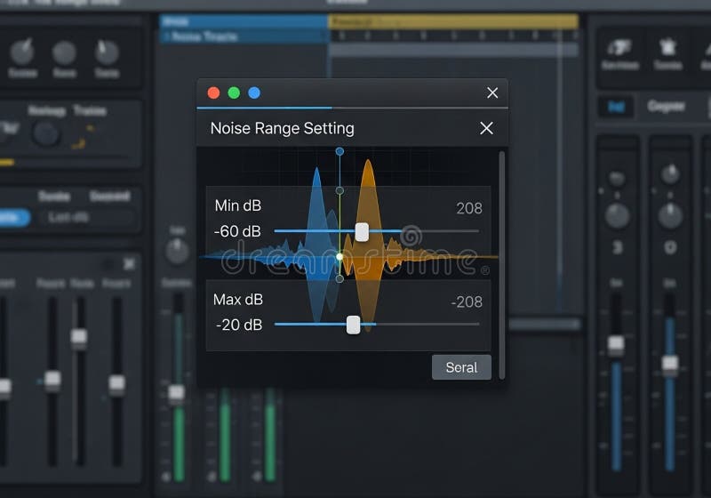 Audio Editing Software Interface Featuring a "Noise Range Setting" Panel. the Panel Displays a ...