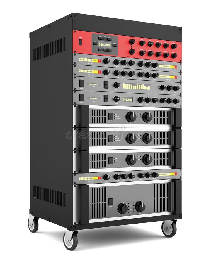 Audio Effects Processors in a Rack Isolated on White Stock Illustration ...