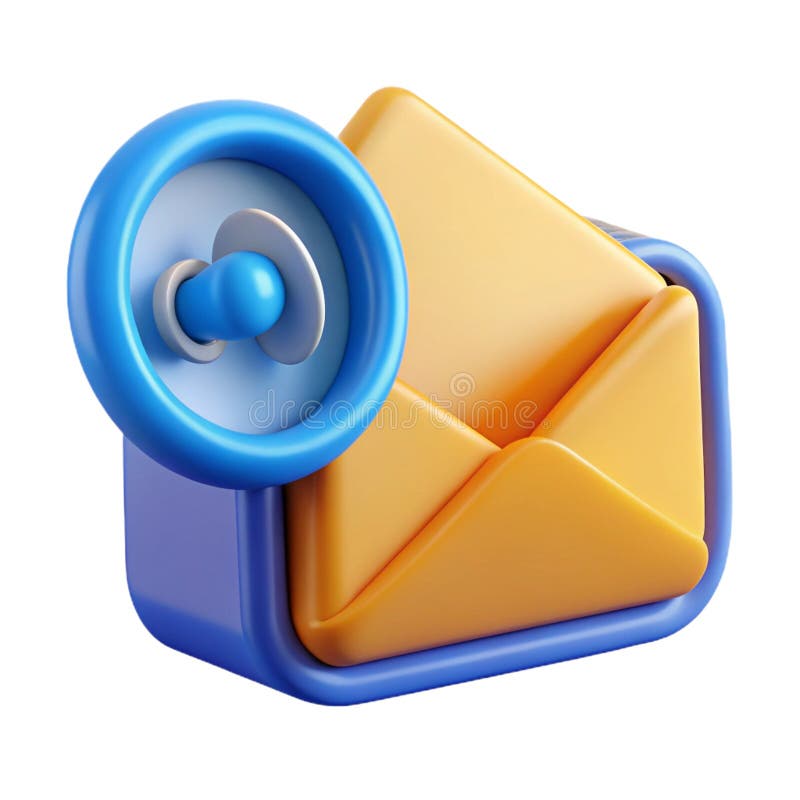 Audio Email 3D Icon with Speaker and Soundwave Symbol for Voice Message ...